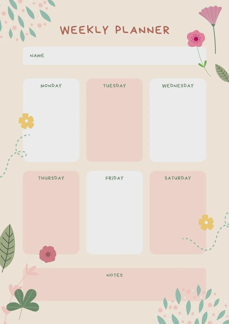 Pastel Pink Cute Weekly Planner Personalized Planner, Refillable ...