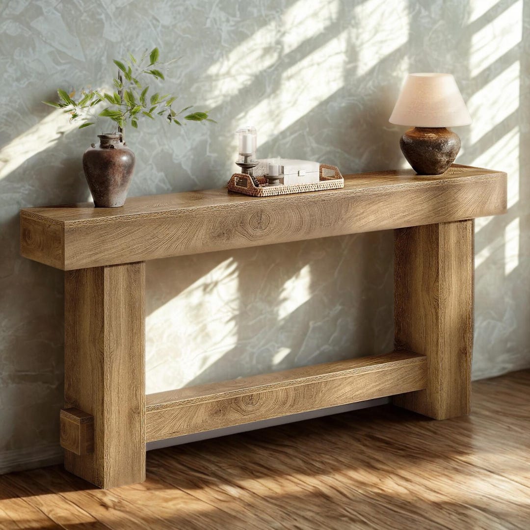 70.9" Extra Long Farmhouse Console Table – Rustic Sofa Table With ...