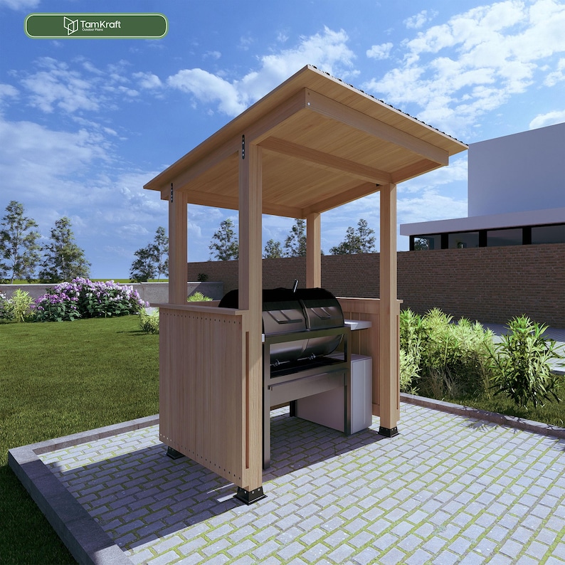 DIY Grill Shed Plans: Outdoor BBQ Shelter With Cut List (PDF Download ...