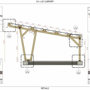 24x20 DIY Wooden Carport Plan – Heavy-duty Driveway Shelter Blueprint ...