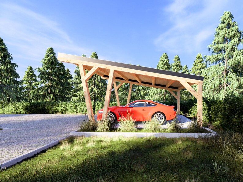 24x20 DIY Wooden Carport Plan – Heavy-duty Driveway Shelter Blueprint ...