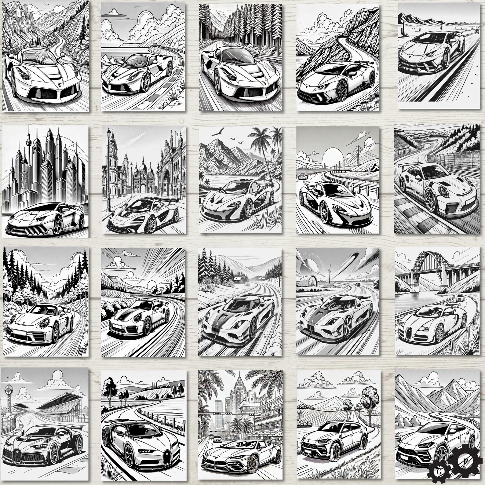 Supercars Coloring Book – Printable Car Coloring Pages | Race Car ...