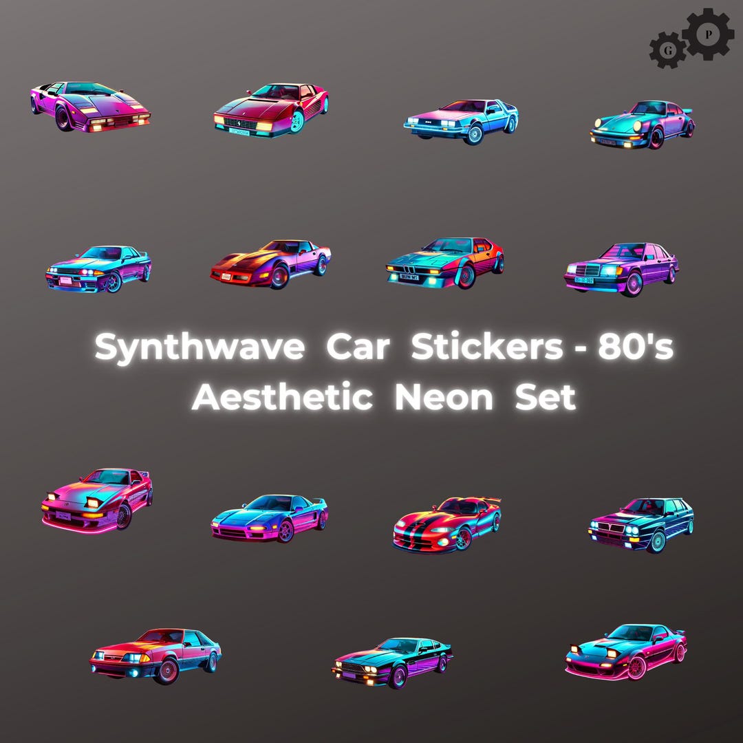 Synthwave Car Stickers – 80s Aesthetic Neon Cars | Retro Vaporwave ...