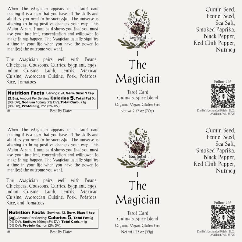 The Magician Tarot Card Culinary Spice Blend - Etsy