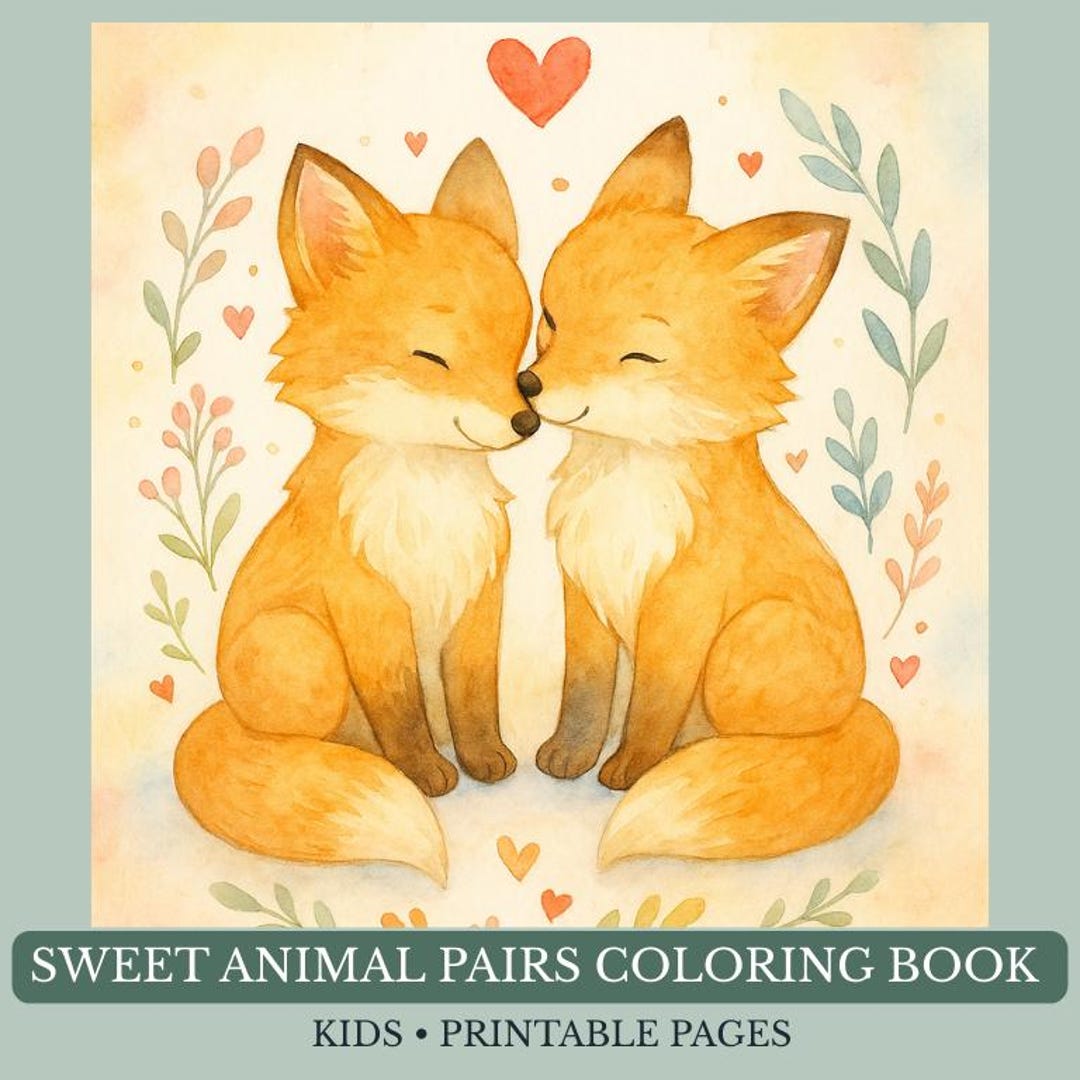 Sweet Animal Pairs Coloring Book for Kids Ages 4–8 Printable PDF - Etsy