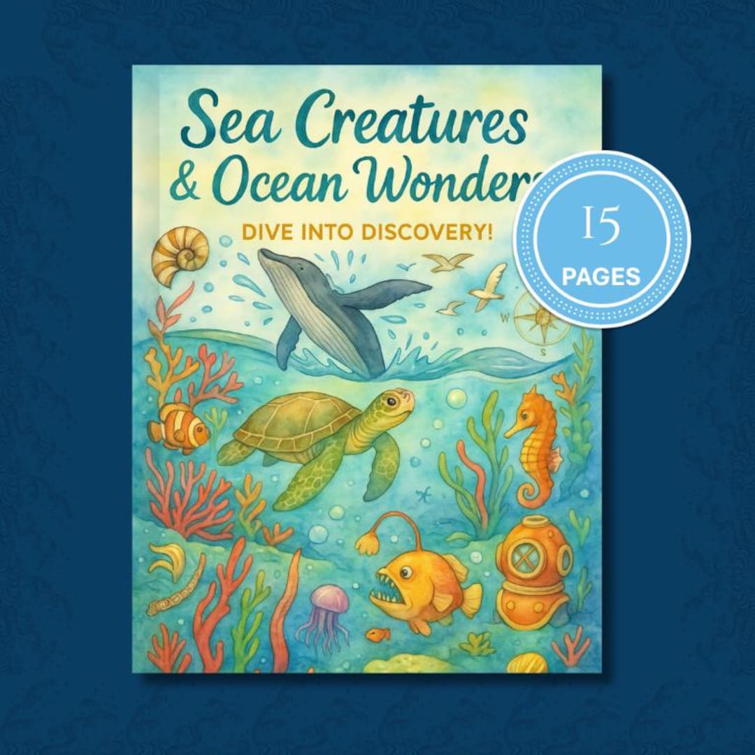 Sea Creatures Coloring Book for Kids | Ocean Animals to Color (PDF) - Etsy