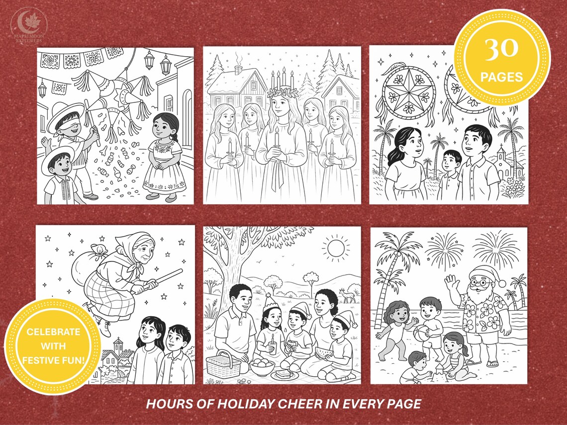 Christmas Around the World Coloring Book for Kids | Holiday Traditions ...