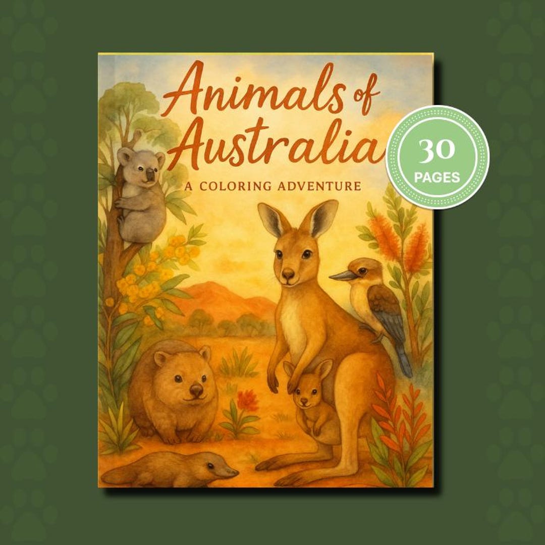 Australian Animals Coloring Book: 30 Wildlife Pages (instant Download ...
