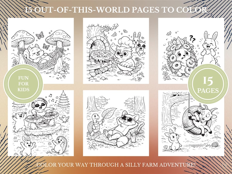 Silly Forest Friends – Fun Coloring Pages for Kids (printable PDF) - Etsy