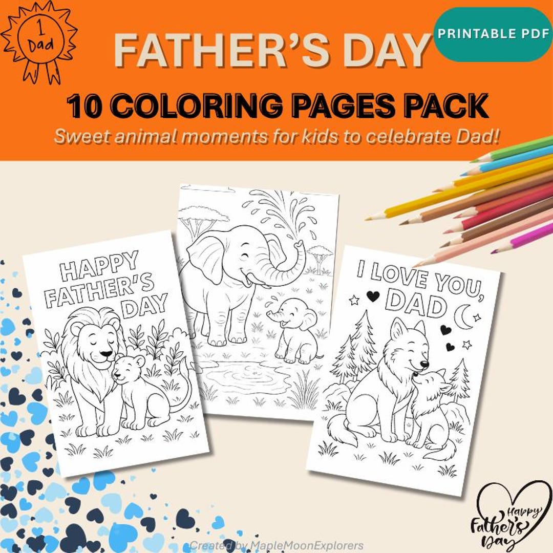 I Love You Dad! Coloring Pages – Father's Day Gift for Kids – Digital ...