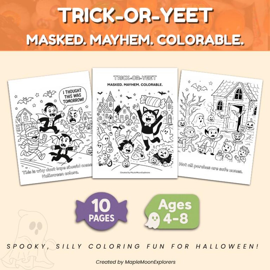 Funny Halloween Coloring Book for Kids – Spooky Printable Pages – Trick ...