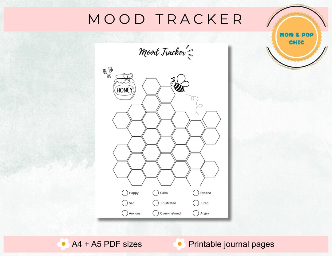 Honeycomb Mood Tracker | Beehive Printable Self Care Journal Page ...