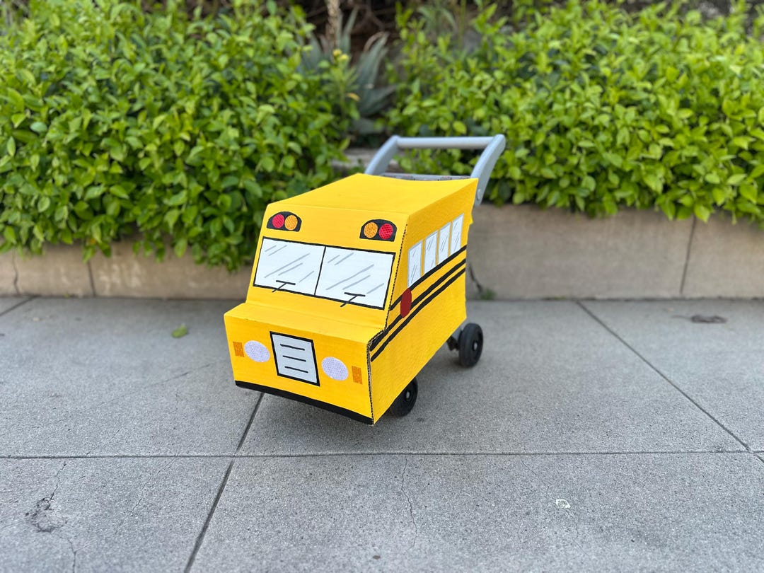 School Bus Trollee: Cardboard Shopping Cart Cover for Toddlers, Hand ...