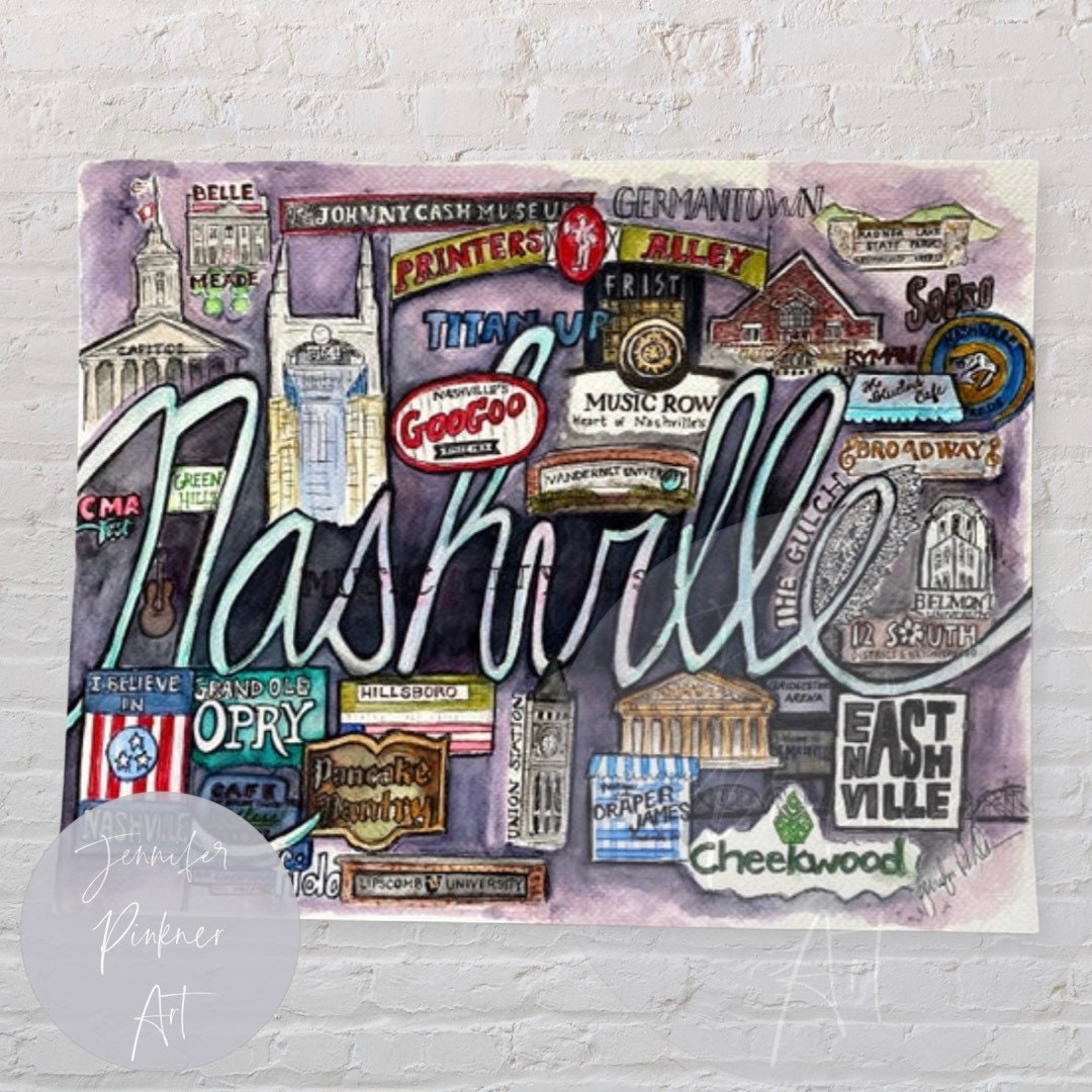 Nashville Watercolor Art Print - Etsy