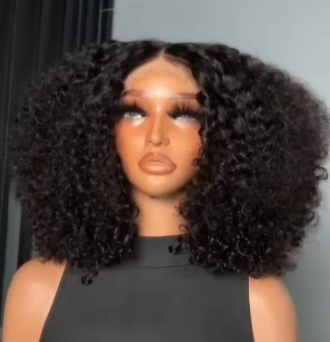 Shoulder Length SDD Pixie Curly Lace Front Center Part Short Human Hair ...