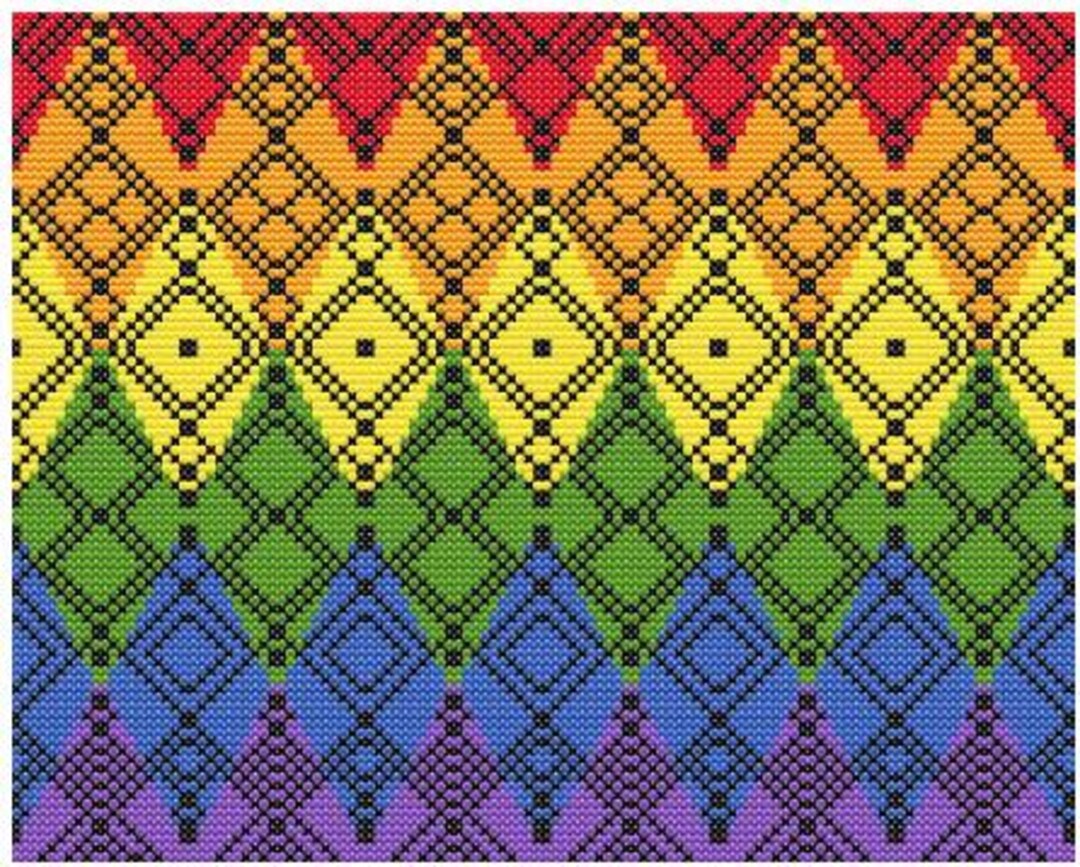 Rainbow Diamonds Cross Stitch Pattern - Etsy