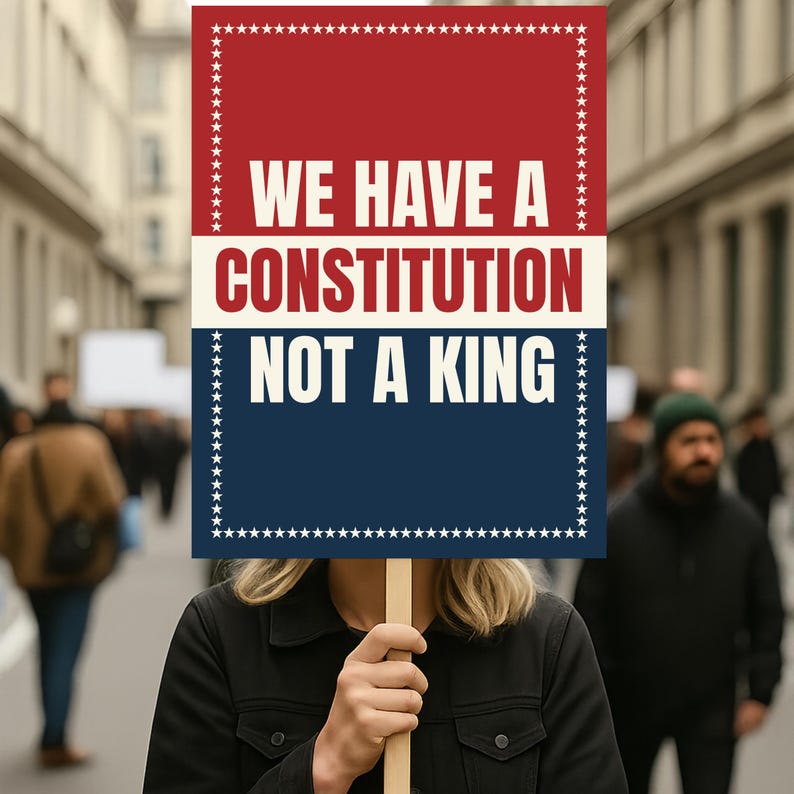 No Kings in America 18"-24" Protest Sign, We Have Constitution Not A ...