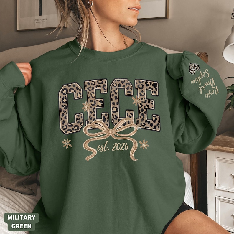 Custom Cece Sweatshirt With Kid Name on Sleeve, Personalized Cece ...
