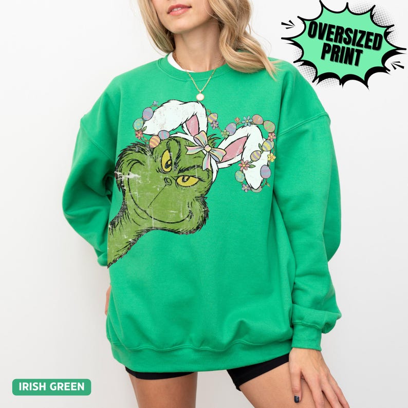 Easter Grinch Bunny Sweatshirt, Easter Eggs Sweater, Spring Funny ...