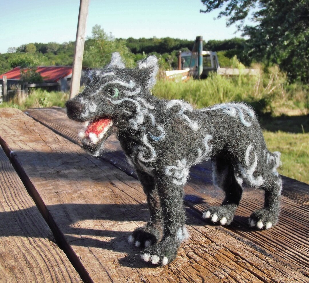 Custom Made Needle Felt Wolf With Swirl Detail OOAK - Etsy
