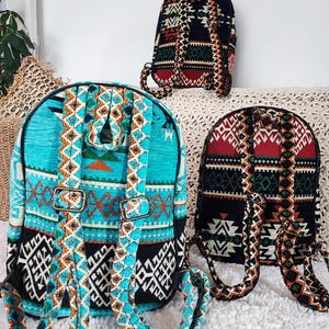 Kilim Backpack, Boho Tribal Bag, Colorful Ethnic Daily Backpack ...