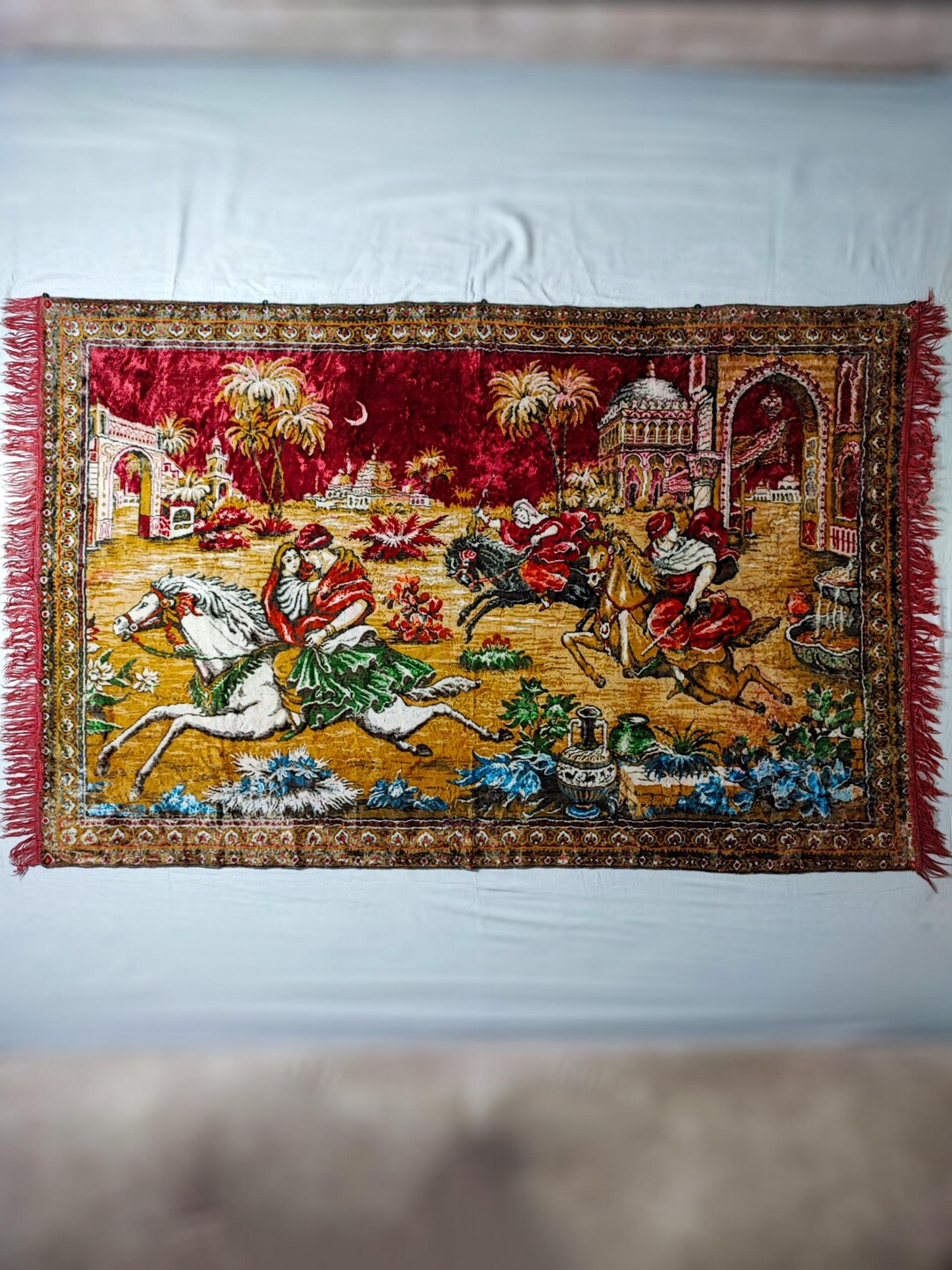 60s Vintage Middle Eastern Tapestry | Princess Abduction Scene ...