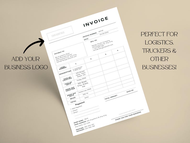 Logistics Business Invoice Template - Etsy