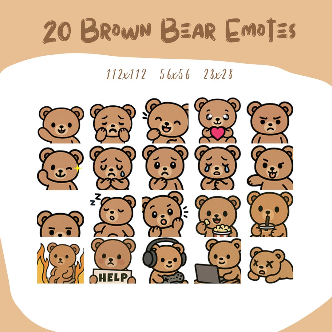 20 Teddy Bear Emotes // Twitch - Youtube - Slack - Emojis // Instant ...