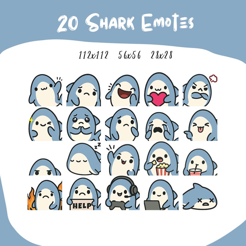 20 Shark Emotes // Twitch - Youtube - Slack - Emojis // Instant ...