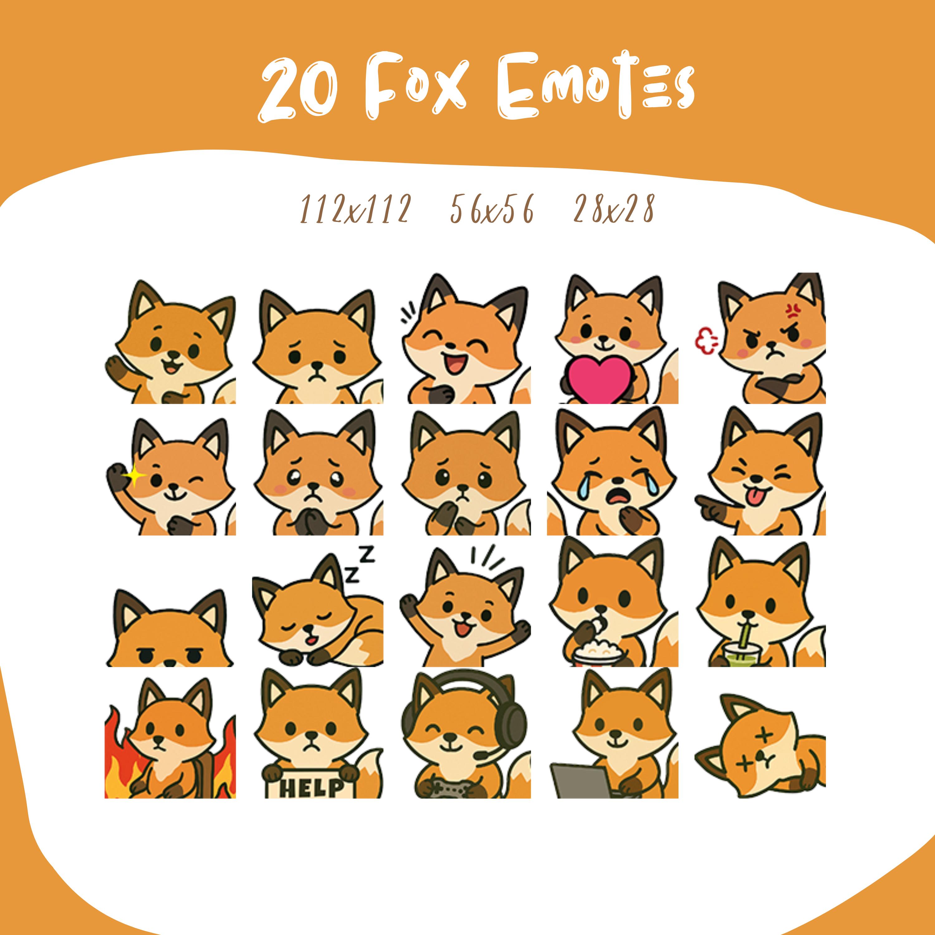 20 Fox Emotes // Twitch - Youtube - Slack - Emojis // Instant Download ...