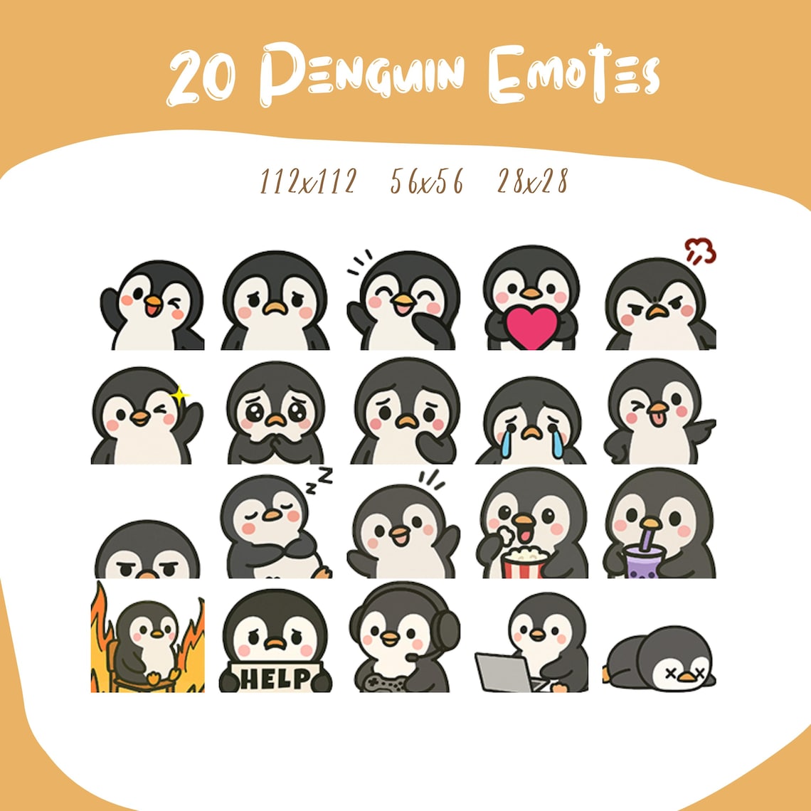 20 Penguin Emotes // Twitch - Youtube - Slack - Emojis // Instant ...