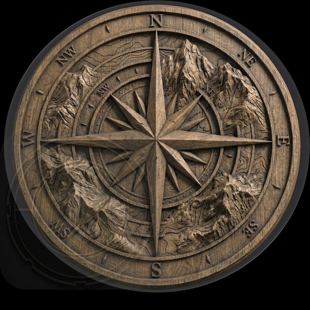 Compass Rose | Mountain Compass | Mountain Wall Decor | CNC Router File ...