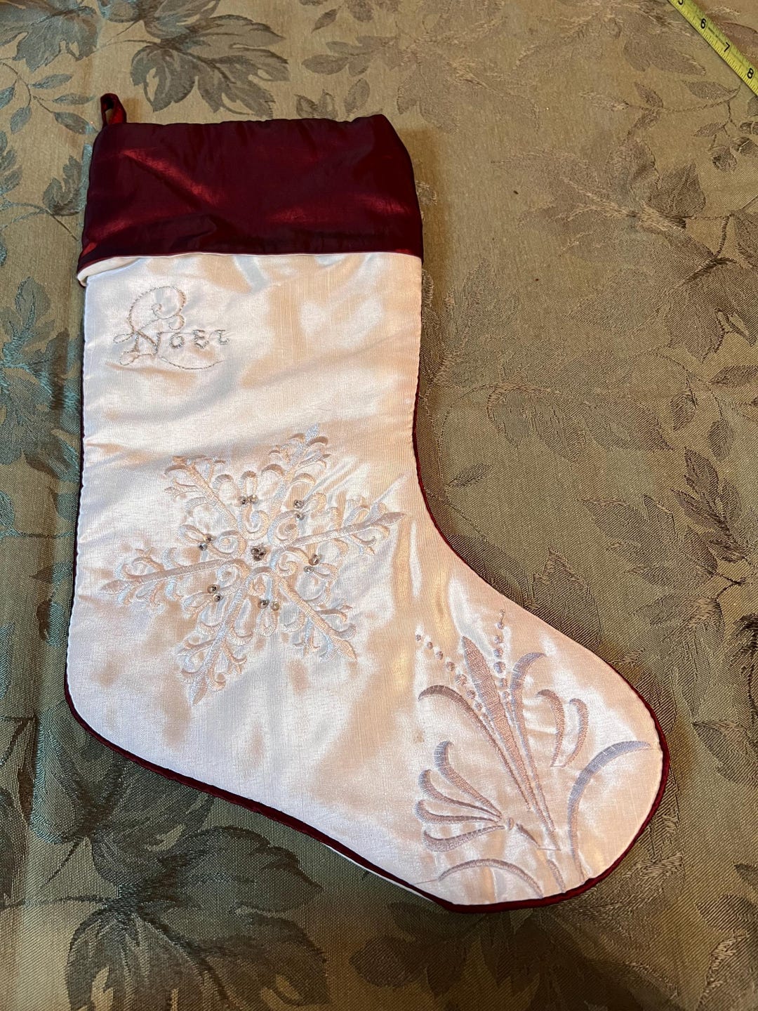 Elegant Embroidered NOEL Christmas Stockings – Set of 2 – Silk – 20" H ...
