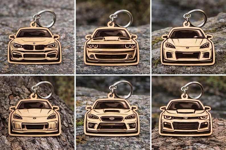 Car Keychain SVG DXF Bundle | Laser Cut Wooden Car Keychains ...