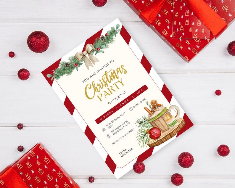 Editable Christmas Party Invitation | Canva Template (instant Download ...