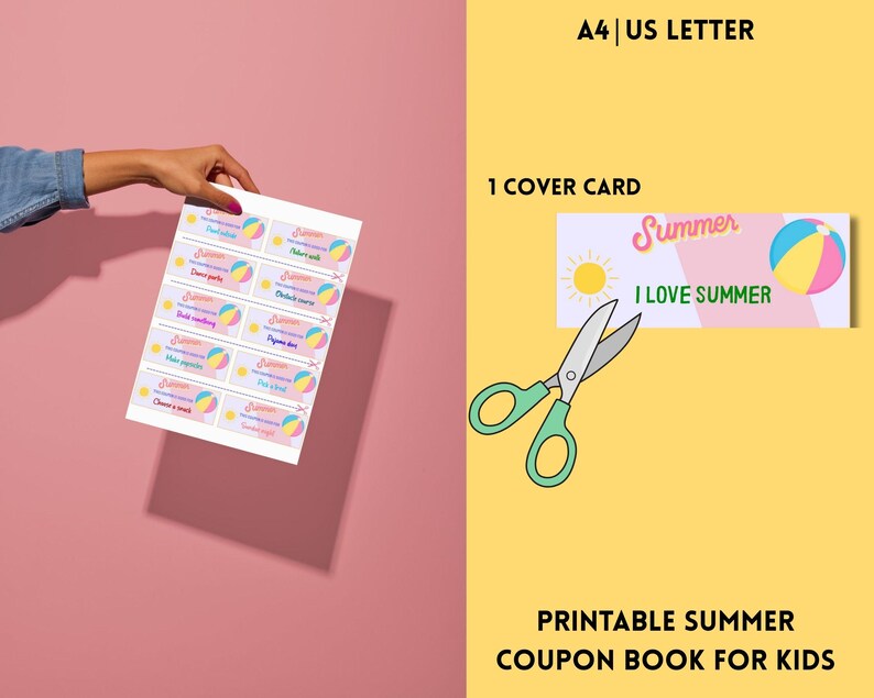 Summer Coupon Book Printable, Custom Coupon Book, Kids Reward Coupons ...