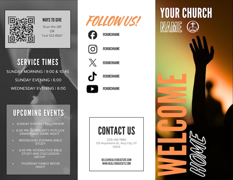Church Brochure Template | Editable Canva Trifold | First-time Guest ...