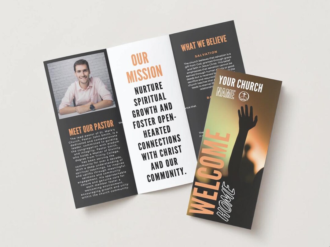 Church Brochure Template | Editable Canva Trifold | First-time Guest ...