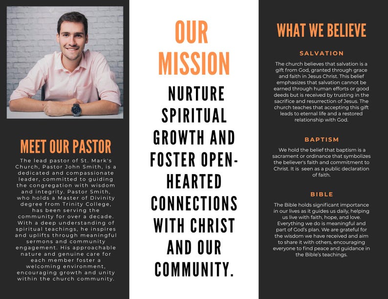 Church Brochure Template | Editable Canva Trifold | First-time Guest ...