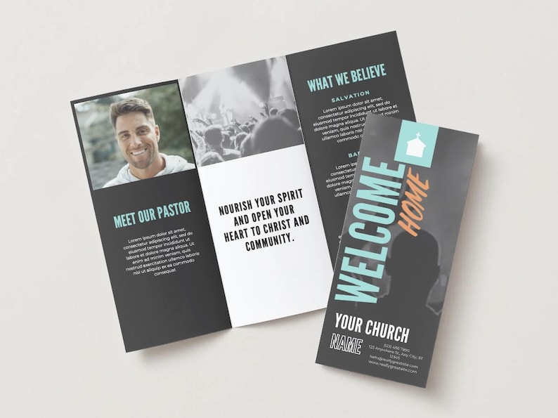Church Brochure Template | Editable Canva Trifold | First-time Guest ...