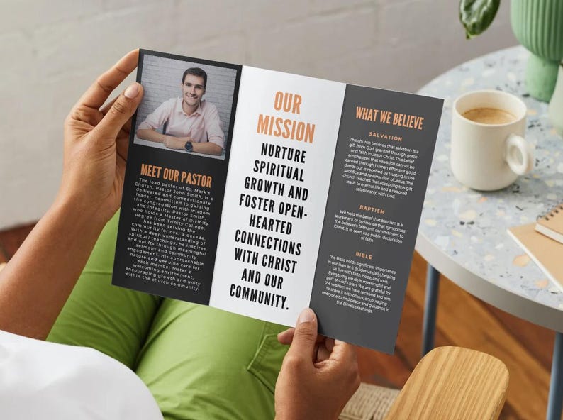 Church Brochure Template | Editable Canva Trifold | First-time Guest ...