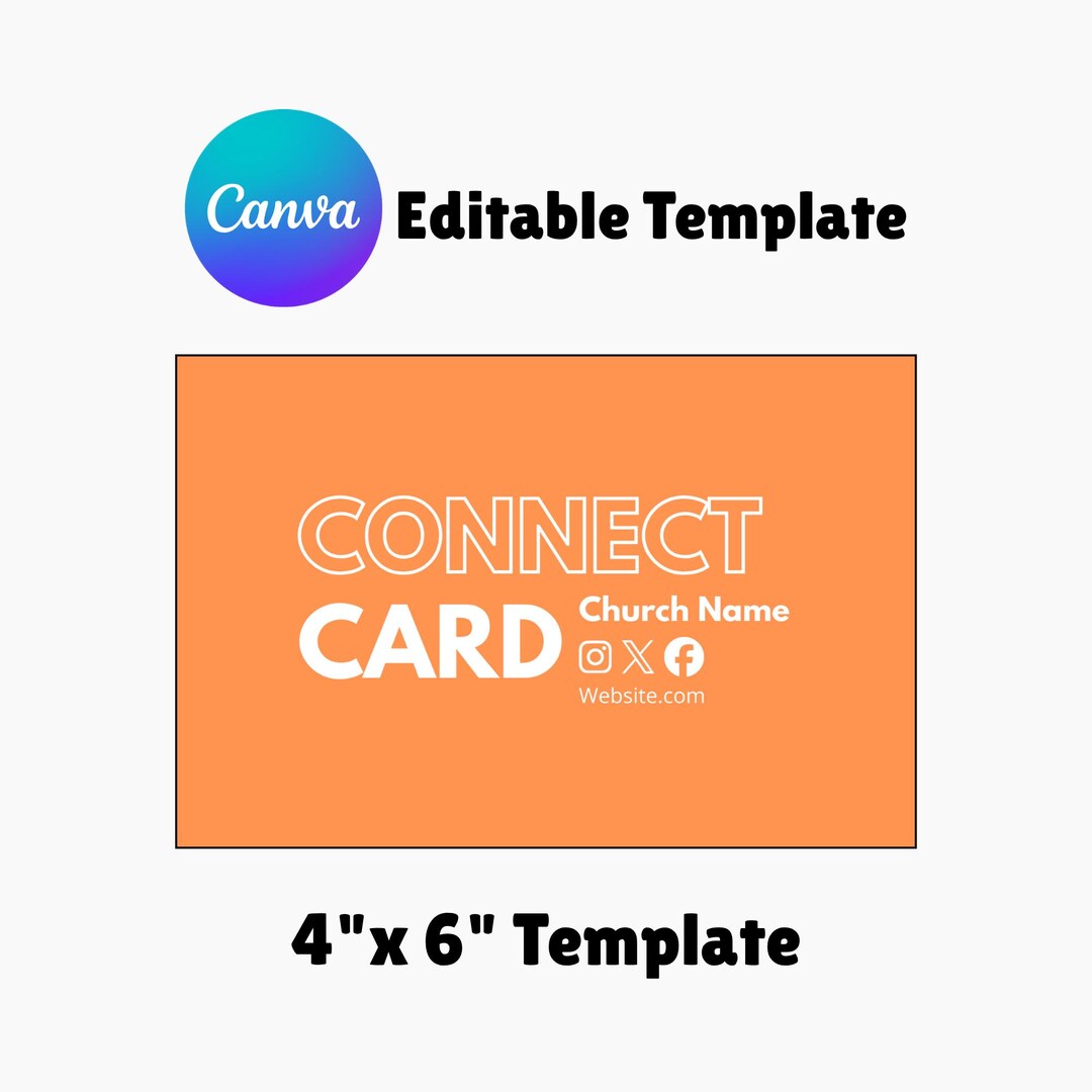 Church Connect Card Templates | Editable Canva & Printable PDF ...