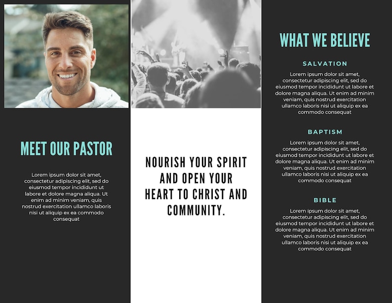 Church Brochure Template | Editable Canva Trifold | First-time Guest ...