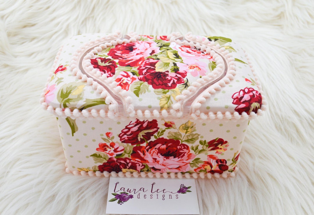 Nursery Wipe Case, Floral on Pink Nursery Baby Wipe Case, Baby Shower ...
