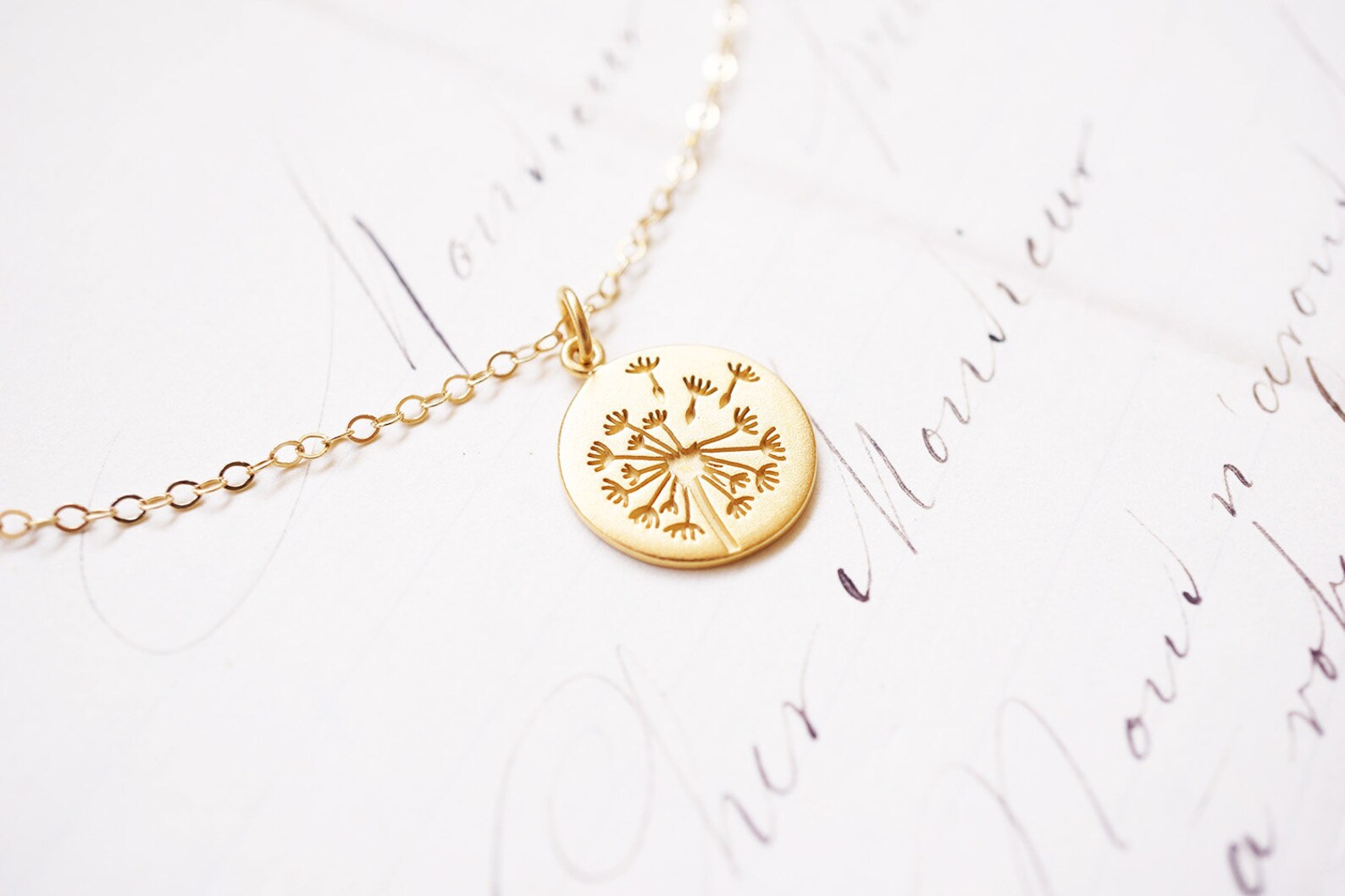 Gold Dandelion Puff Necklace - Etsy