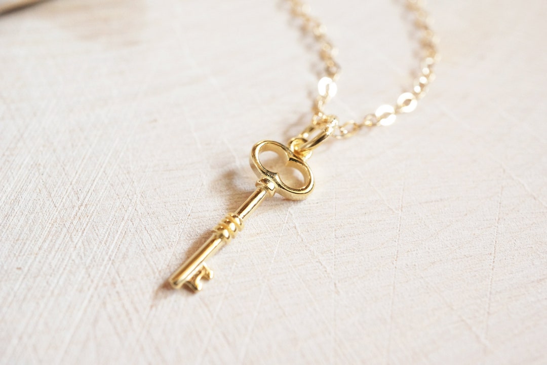 Dainty Gold Key Necklace, the Golden Key, Key to My Heart, Gold Filled ...