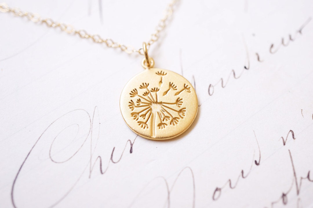 Gold Dandelion Puff Necklace - Etsy