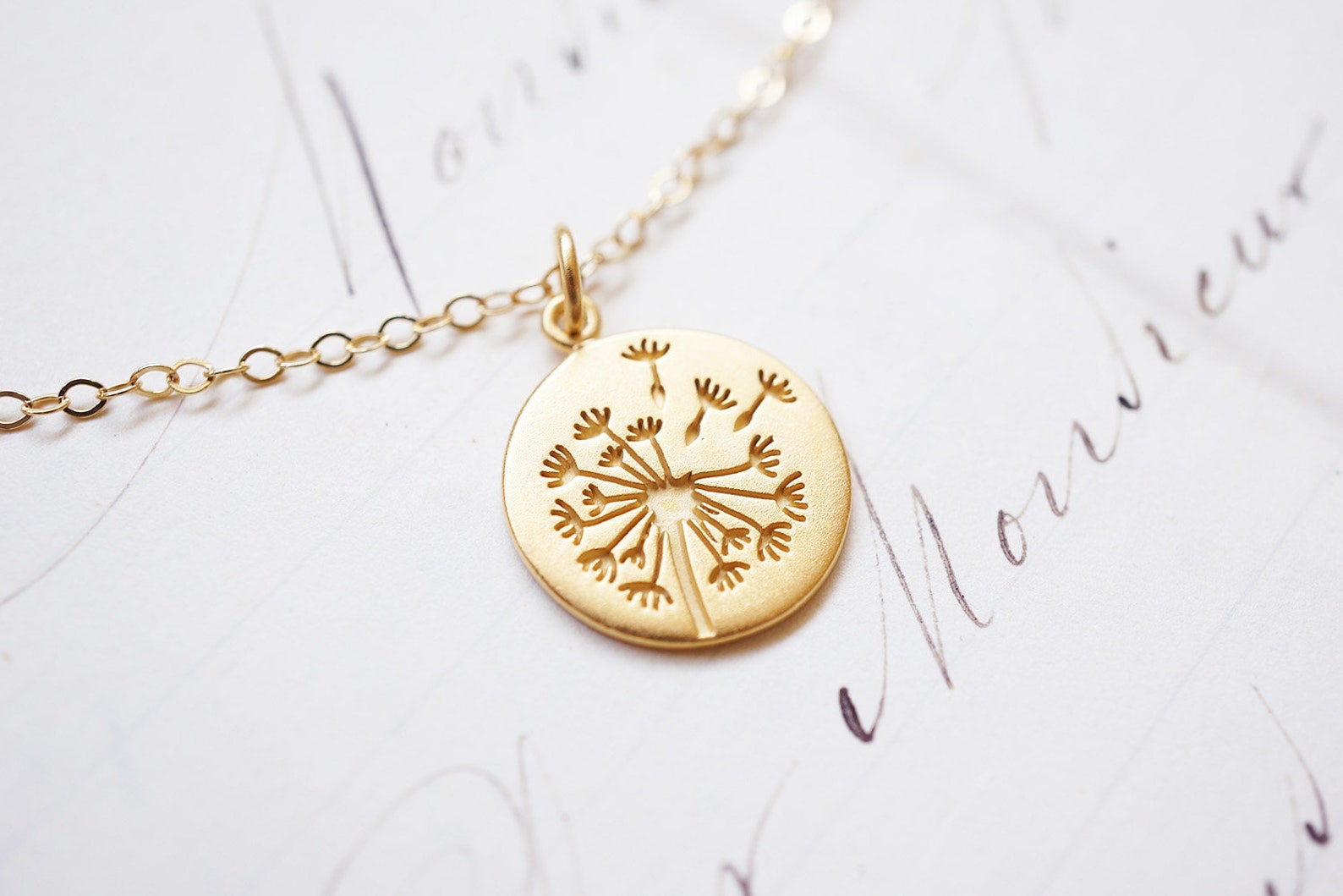 Gold Dandelion Puff Necklace - Etsy
