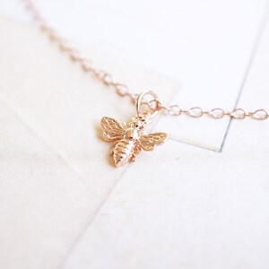 Dainty Rose Gold Bee Necklace - Etsy