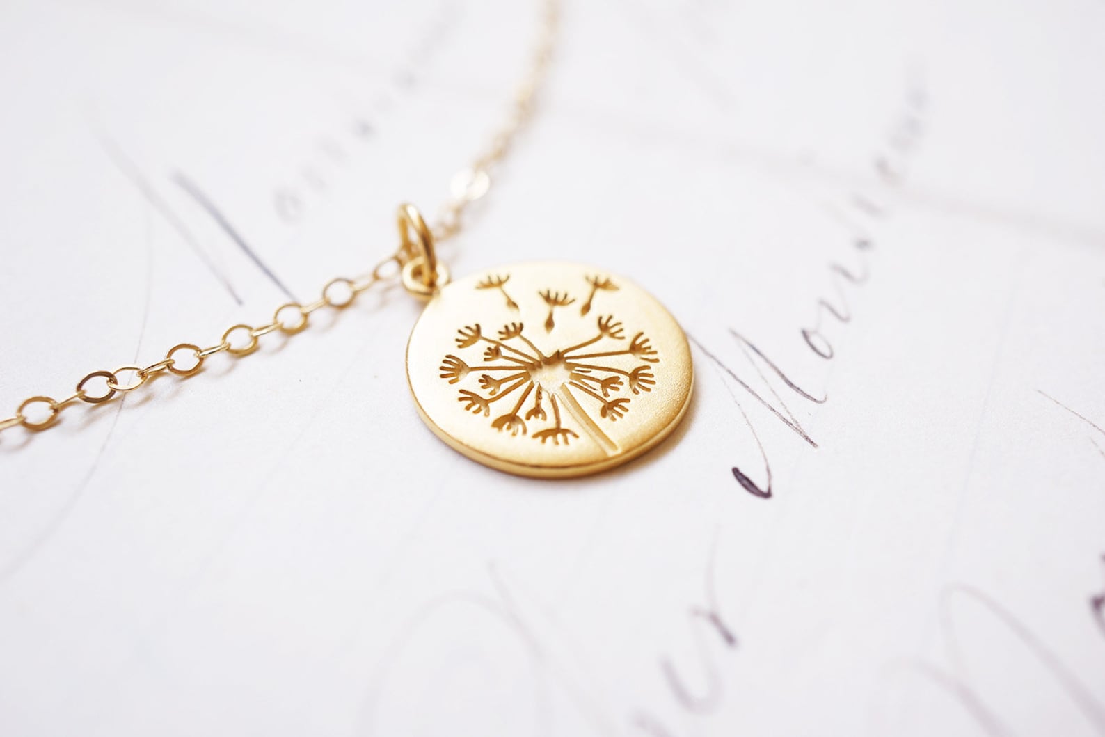 Gold Dandelion Puff Necklace - Etsy
